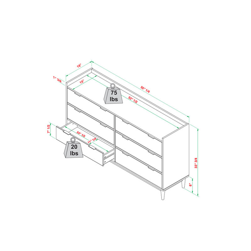 Ebern Designs Niarose 6 - Drawer Dresser & Reviews | Wayfair